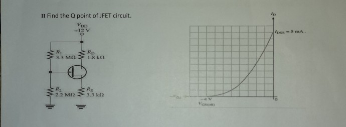 Solved II Find the point of JFET circuit. VOD +12 V -SMA. | Chegg.com