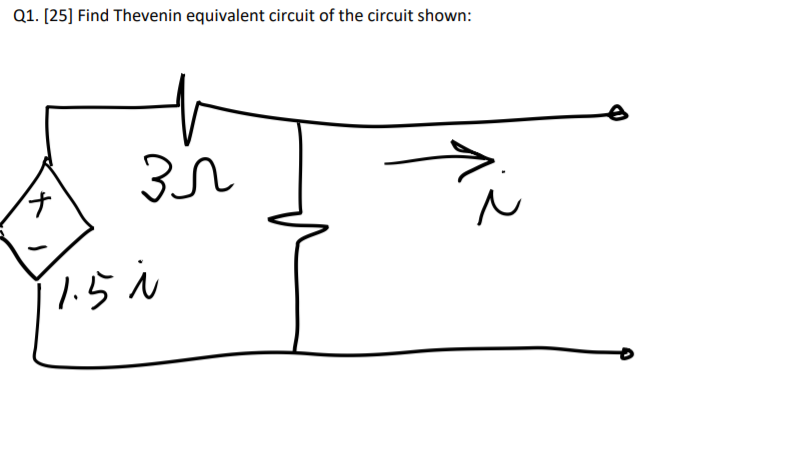 Solved Q1. [25] Find Thevenin equivalent circuit of the | Chegg.com