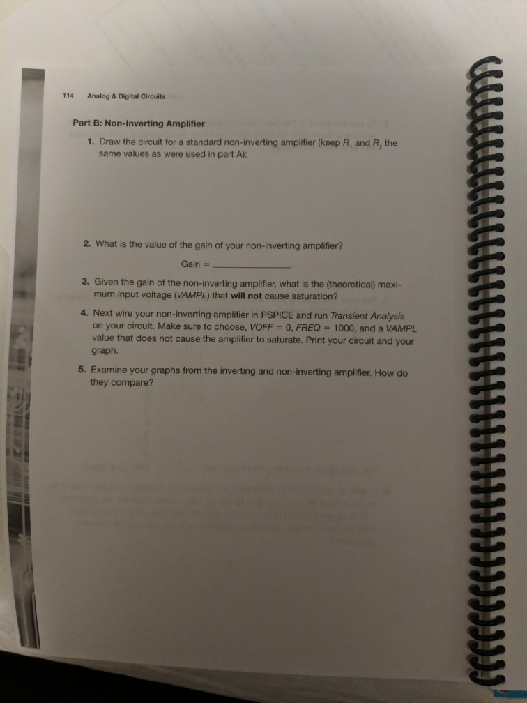 Solved 114 Analog & Digital Circuits Part B: Non-Inverting | Chegg.com