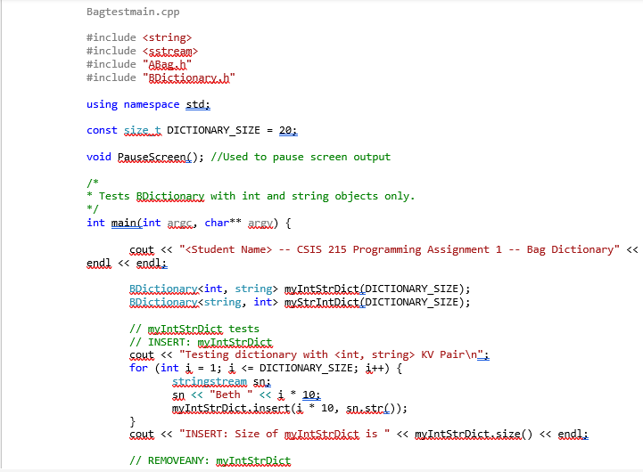 Solved a Use the bag ADT provided to create an array-based | Chegg.com