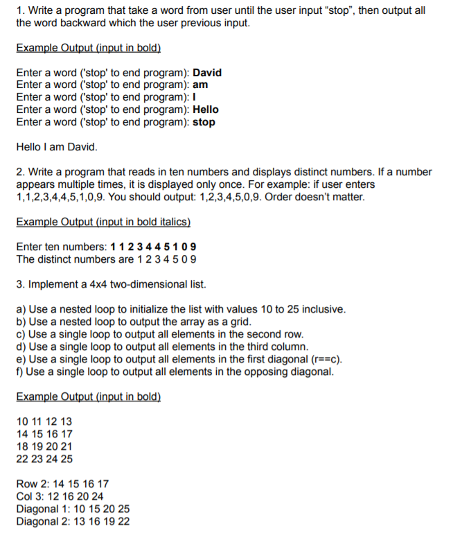 Solved 1. Write a program that take a word from user until | Chegg.com