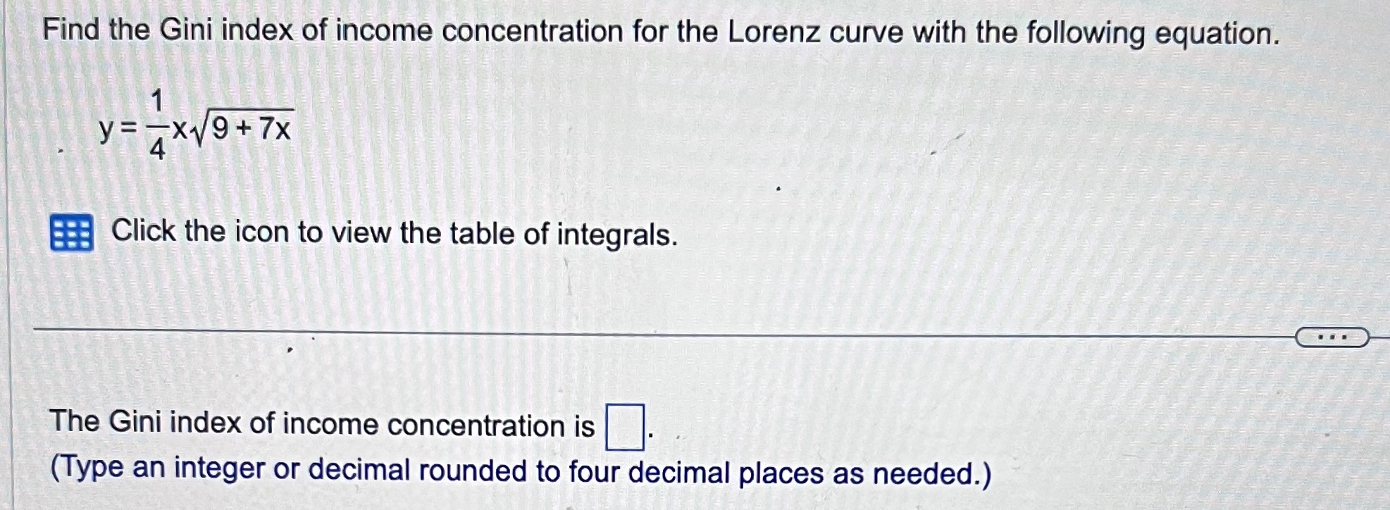 Find the Gini index of income concentration for the | Chegg.com