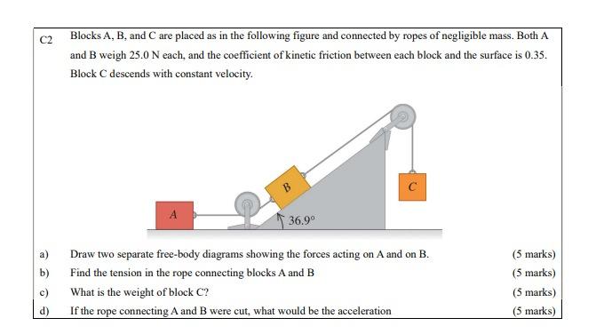 Solved C2 Blocks A,B, and C are placed as in the following | Chegg.com