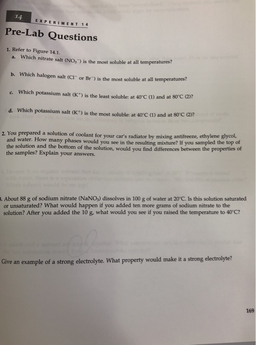 Solved 15 EXPERIMENT 1 Pre-Lab Questions 1. Hydrates contain | Chegg.com