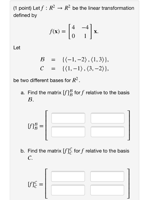Solved (1 point) Letf : R2 → R2 be the linear transformation | Chegg.com