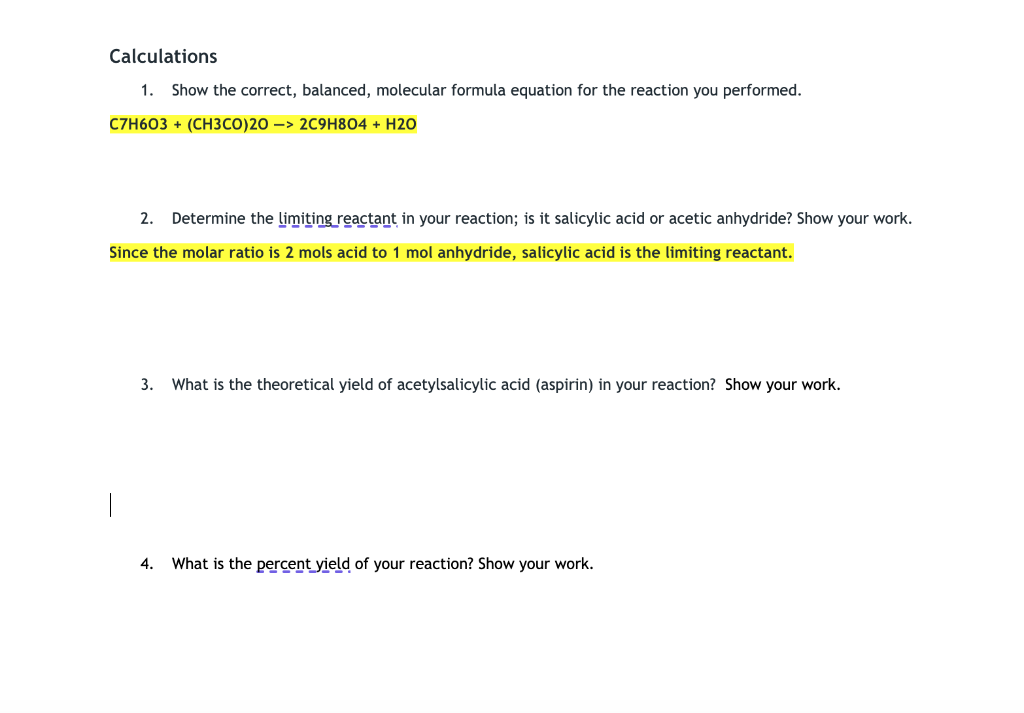 Solved Name: EXP#3: Preparation of Aspirin Report Sheet | Chegg.com
