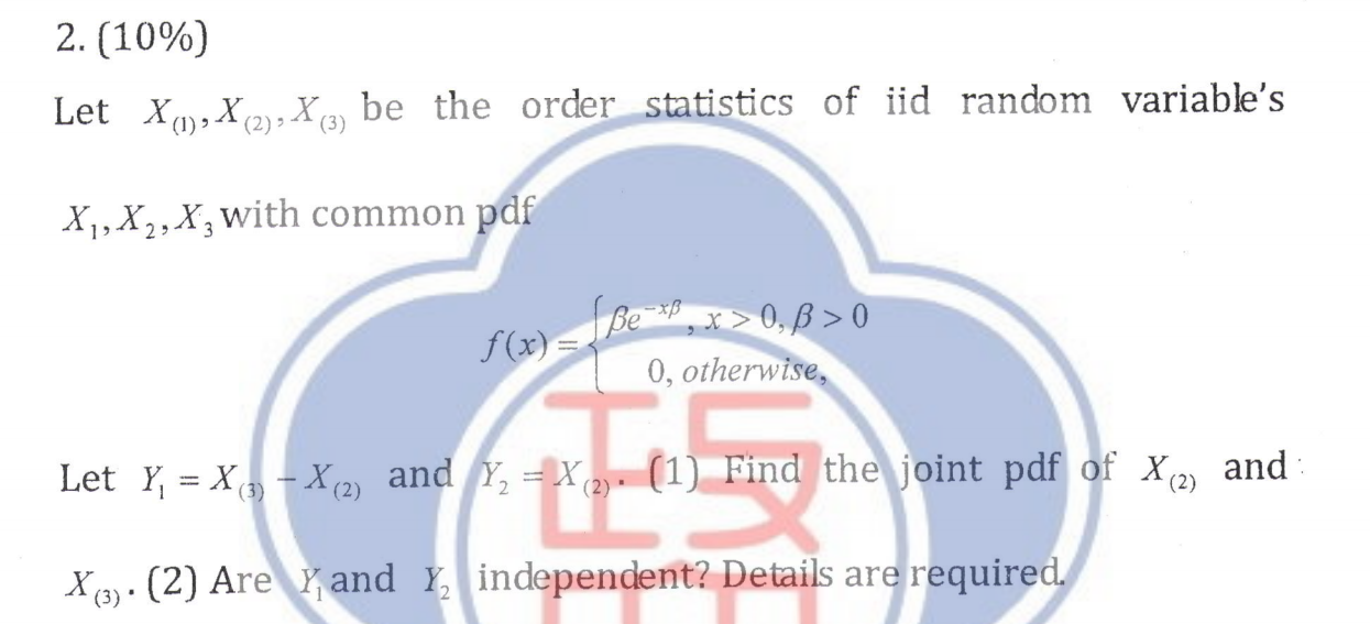 Solved 2. (10%) LetX(), X(2), X(3) be the order statistics | Chegg.com Solved 2. (10%) LetX(), X(2), X(3) be the order statistics | Chegg.com