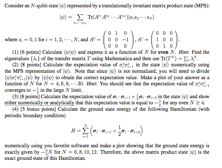 Solved Consider an N-qubit state (4) represented by a | Chegg.com