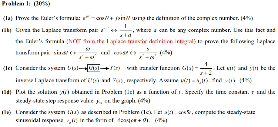 Solved (1a) Prove the Euler's formula: ejθ=cosθ+jsinθ using | Chegg.com