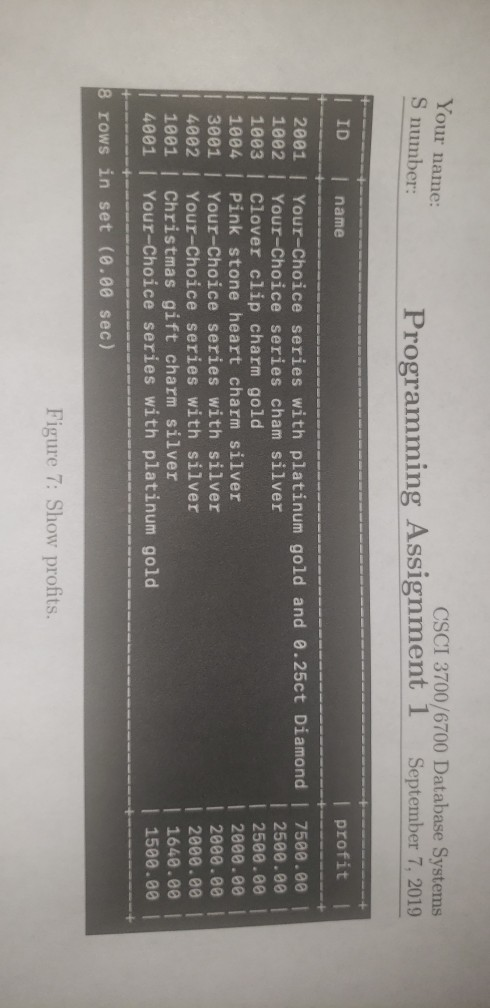 Solved Your name: S number: CSCI 3700/6700 Database Systems | Chegg.com