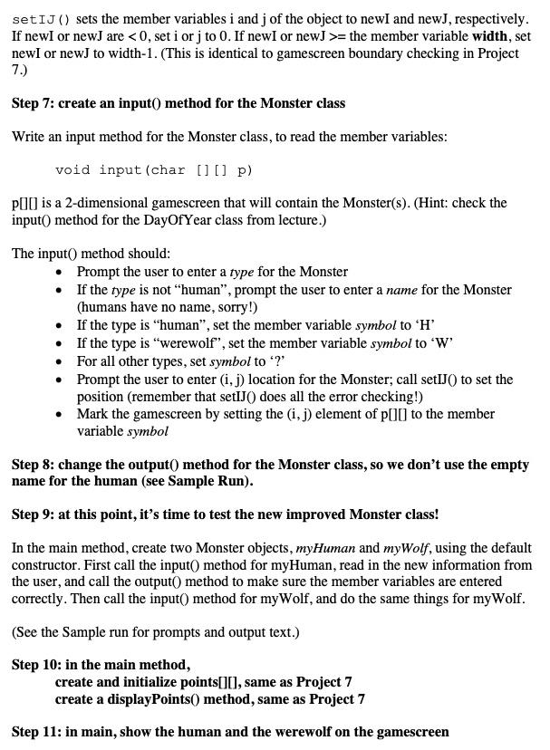 Solved Step 1: create a Monster class Step 2: create a | Chegg.com