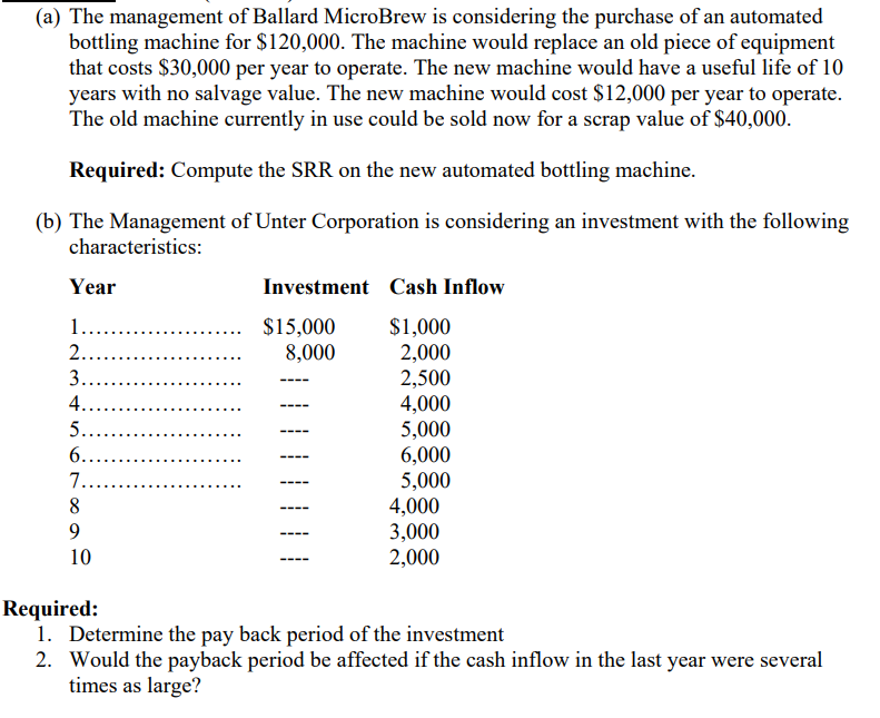 Solved (a) The management of Ballard MicroBrew is | Chegg.com