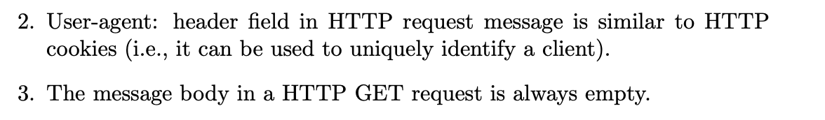 Solved 2. User-agent: header field in HTTP request message | Chegg.com