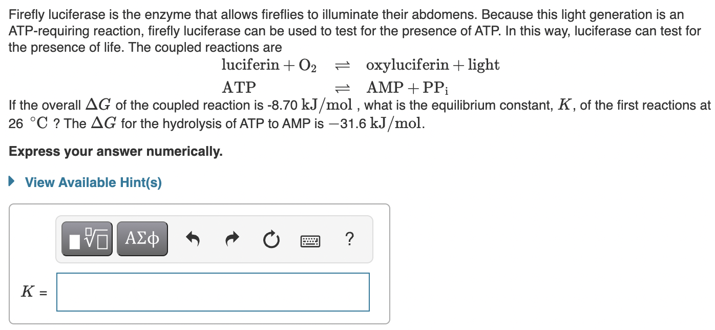 Solved Firefly luciferase is the enzyme that allows | Chegg.com