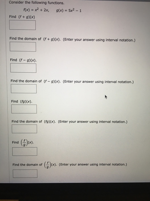 Solved Consider the following functions rx) = x2 + 2x, g(x) | Chegg.com