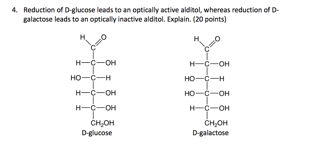 Solved ?Reduction of D-glucose leads to an optically active | Chegg.com