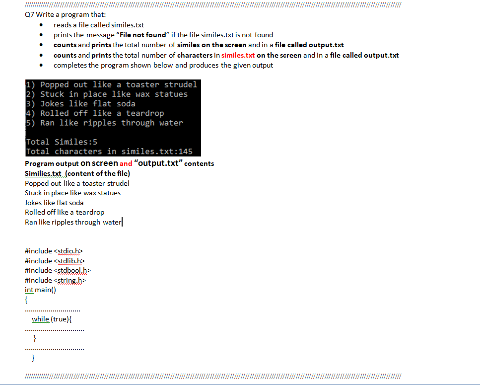 Solved Q7 Write a program that: reads a file called | Chegg.com