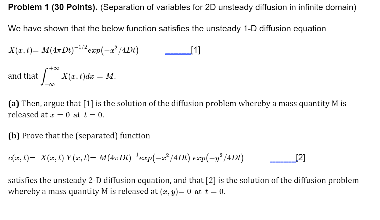 Solved Problem 1 (30 ﻿Points). (Separation of variables for | Chegg.com