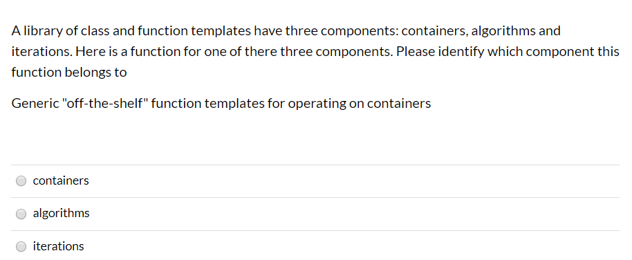 Solved A library of class and function templates have three | Chegg.com