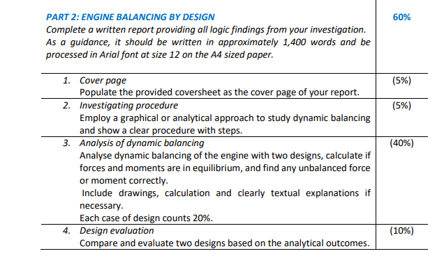 Solved PART 2: ENGINE BALANCING BY DESIGN An internal | Chegg.com