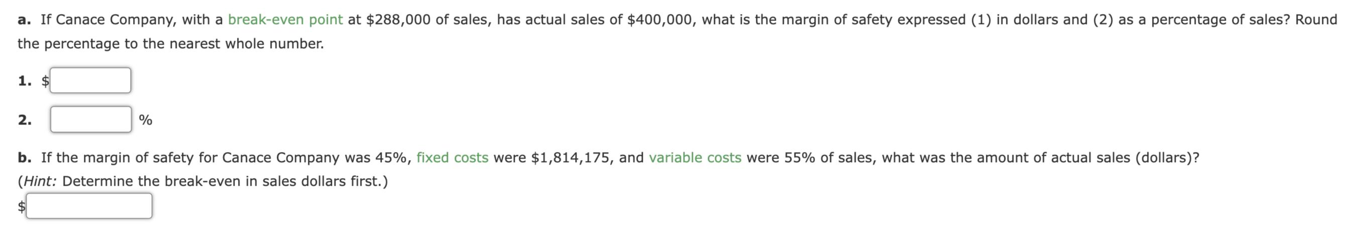 Solved the percentage to the nearest whole number. 1. $ 2. % | Chegg.com