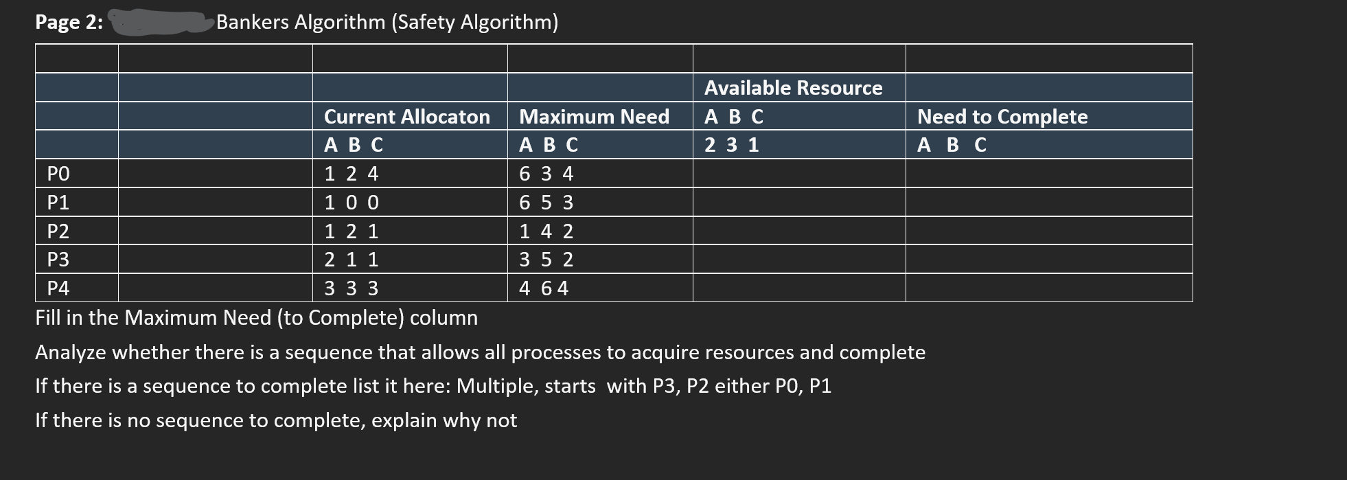 Solved Page 2: Bankers Algorithm (Safety Algorithm) Analyze | Chegg.com Solved Page 2: Bankers Algorithm (Safety Algorithm) Analyze | Chegg.com
