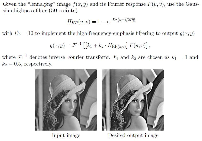 = Given the “lenna.png" image f(x, y) and its Fourier | Chegg.com