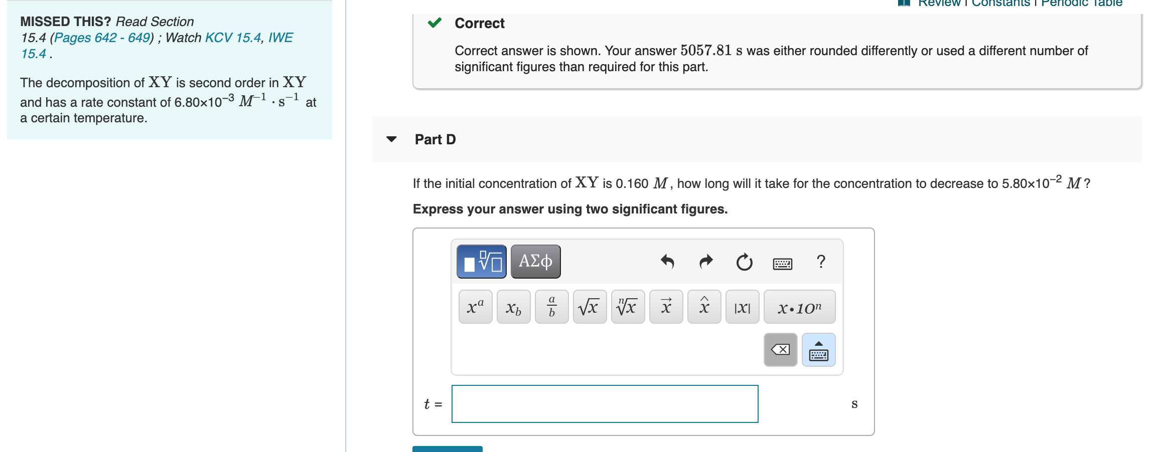 Solved Review Constants eriodic Table Correct MISSED THIS? | Chegg.com