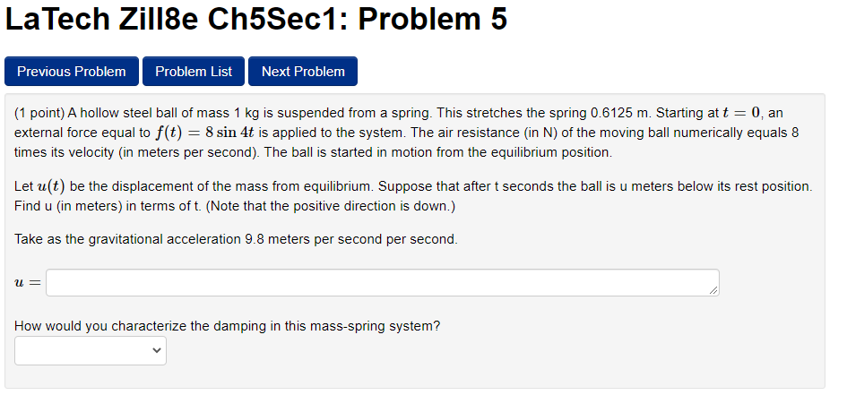 Solved LaTech Zill8e Ch5Sec1: Problem 5 (1 point) A hollow | Chegg.com
