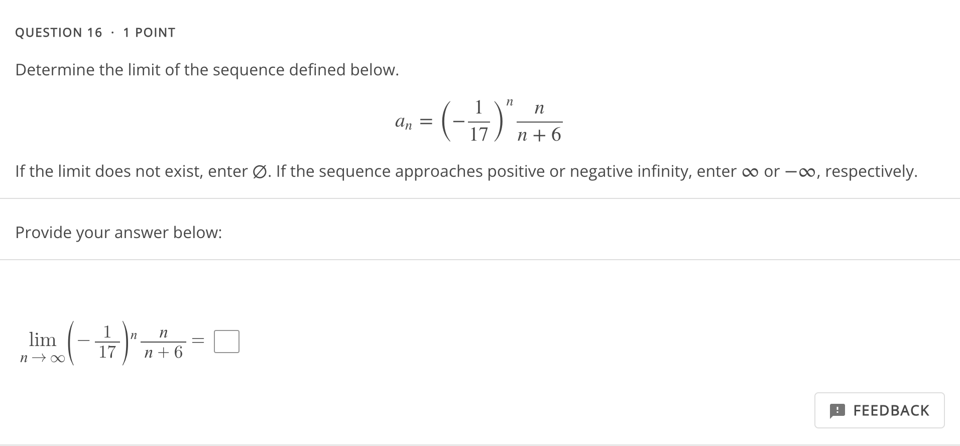 Solved Determine the limit of the sequence defined below. | Chegg.com