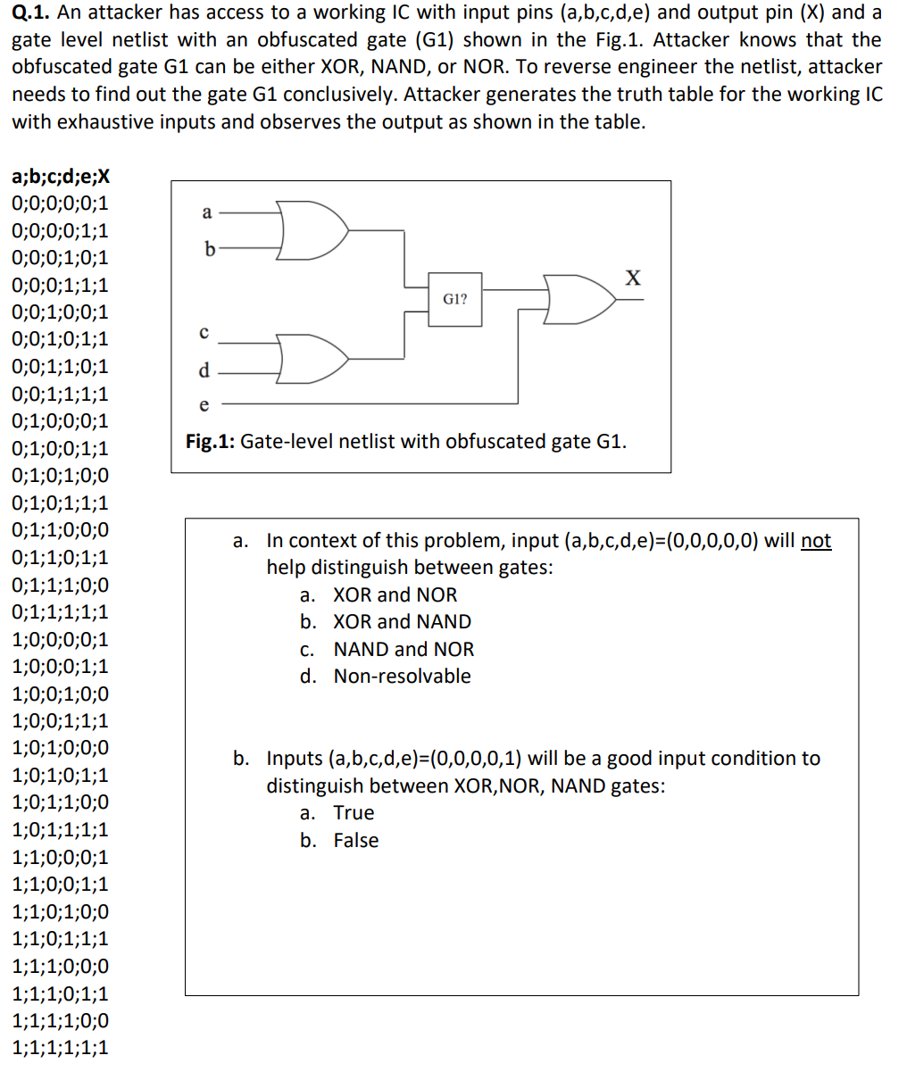 Solved . ﻿An attacker has access to a working IC with input | Chegg.com