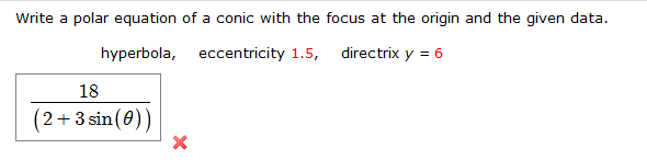 Solved Write a polar equation of a conic with the focus at | Chegg.com