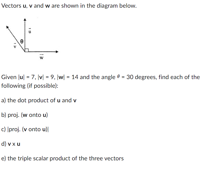 Solved Vectors u,v and w are shown in the diagram below. | Chegg.com