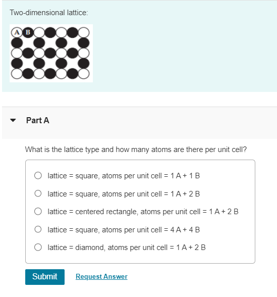 Solved Two-dimensional lattice:Part AWhat is the lattice | Chegg.com