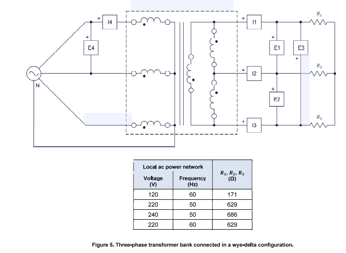 Solved Three-Phase Transformer Bank module R 14 11 L1 2 5 + | Chegg.com