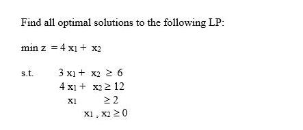 Solved Find all optimal solutions to the following LP: min z | Chegg.com