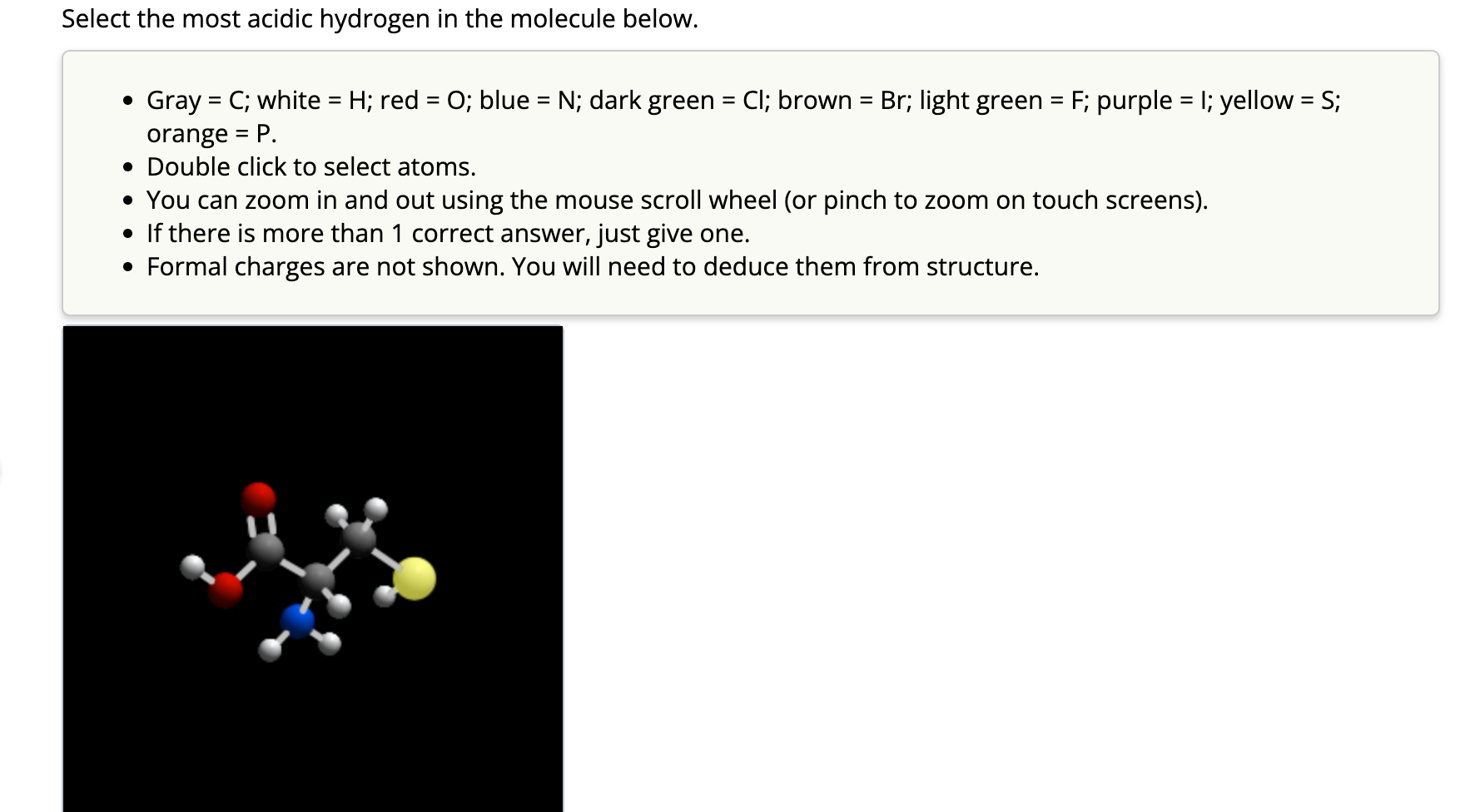 Solved Select the most acidic hydrogen in the molecule | Chegg.com