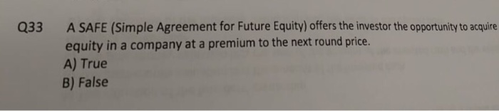 Solved A SAFE (Simple Agreement for Future Equity) offers | Chegg.com