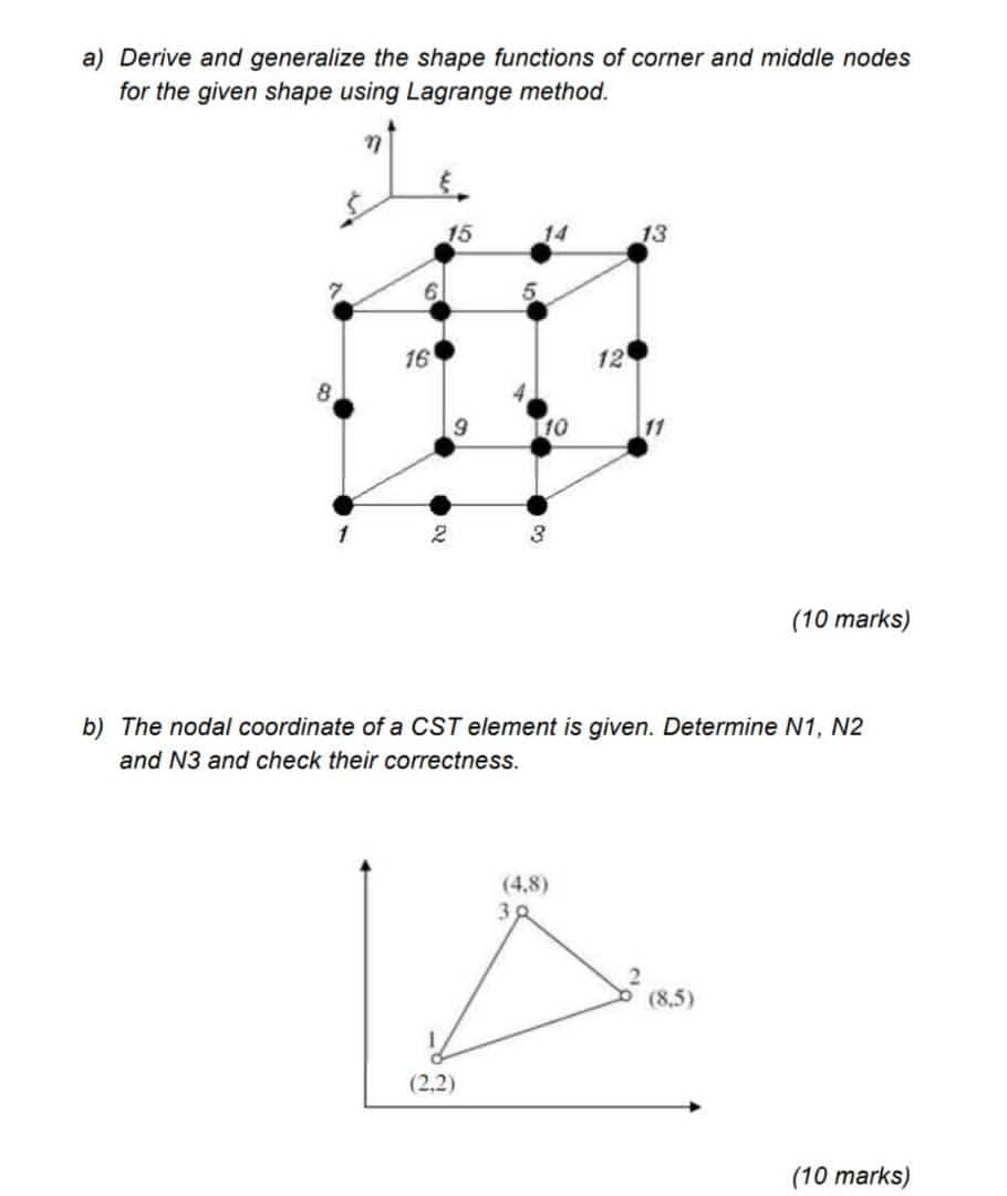 Solved a) Derive and generalize the shape functions of | Chegg.com
