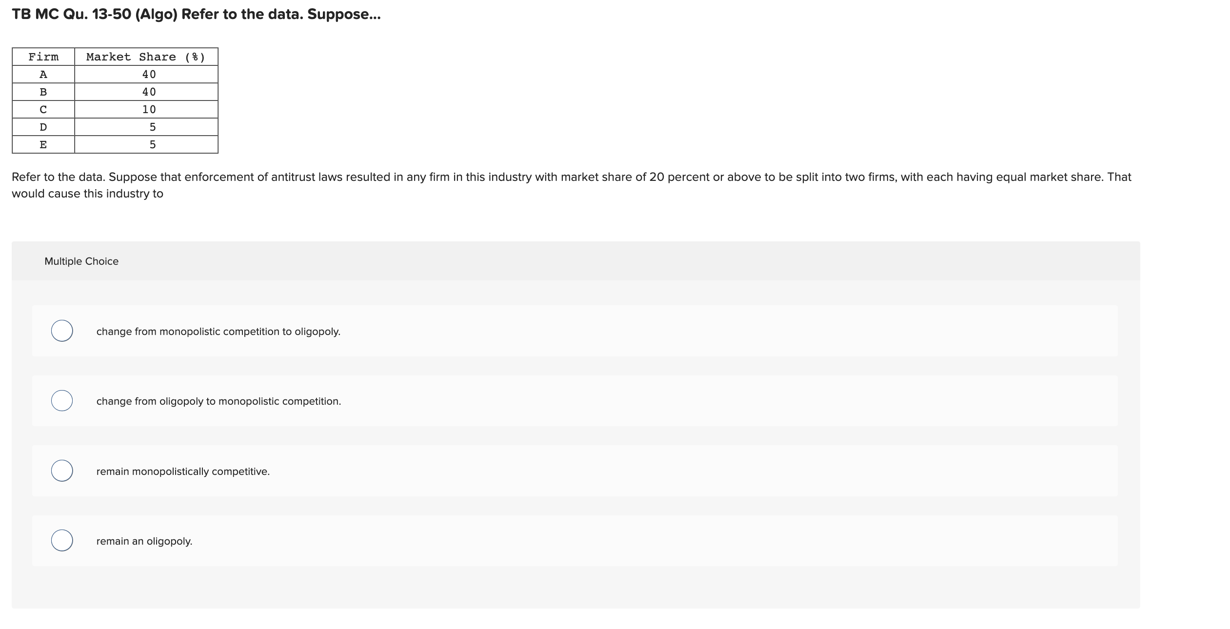 Solved TB MC Qu. 13-50 (Algo) Refer to the data. Suppose... | Chegg.com Solved TB MC Qu. 13-50 (Algo) Refer to the data. Suppose... | Chegg.com