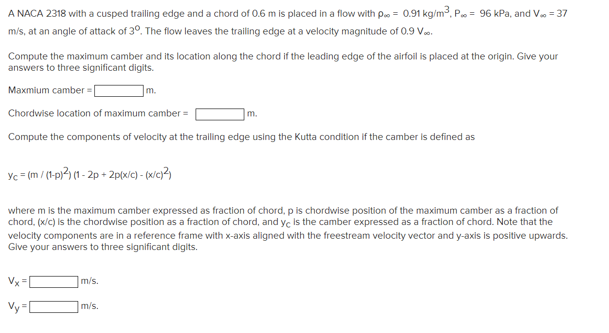 Solved A NACA 2318 with a cusped trailing edge and a chord | Chegg.com