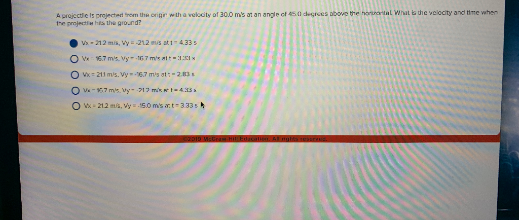 Solved A Projectile Is Projected From The Origin With A