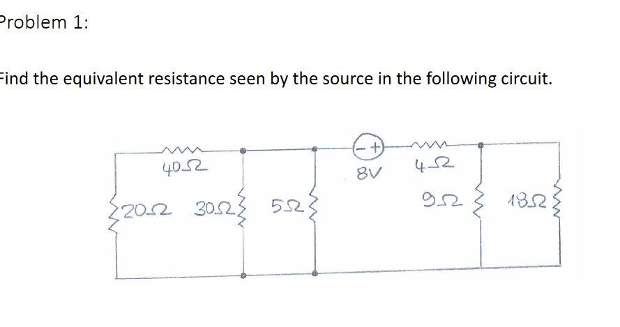 Solved Problem 1: Find the equivalent resistance seen by the | Chegg.com