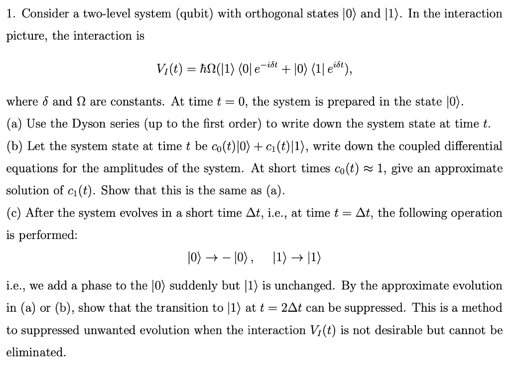 Solved 1. Consider a two-level system (qubit) with | Chegg.com