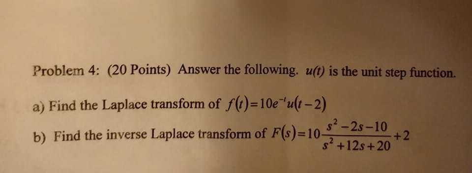Solved Problem 4: (20 Points) Answer the following. ult) is | Chegg.com