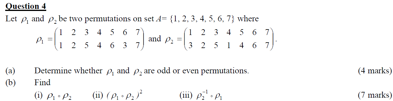Solved Question 4 Let Pi and P2 be two permutations on set | Chegg.com