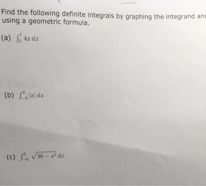 Solved Find the following definite integrals by graphing the | Chegg.com