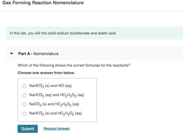 Solved Gas Forming Reaction Nomenclature In this lab, you | Chegg.com