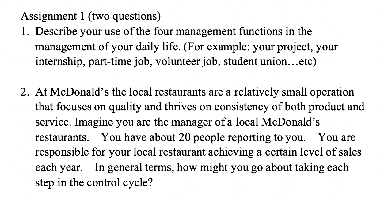 Solved Assignment 1 (two questions) 1. Describe your use of | Chegg.com