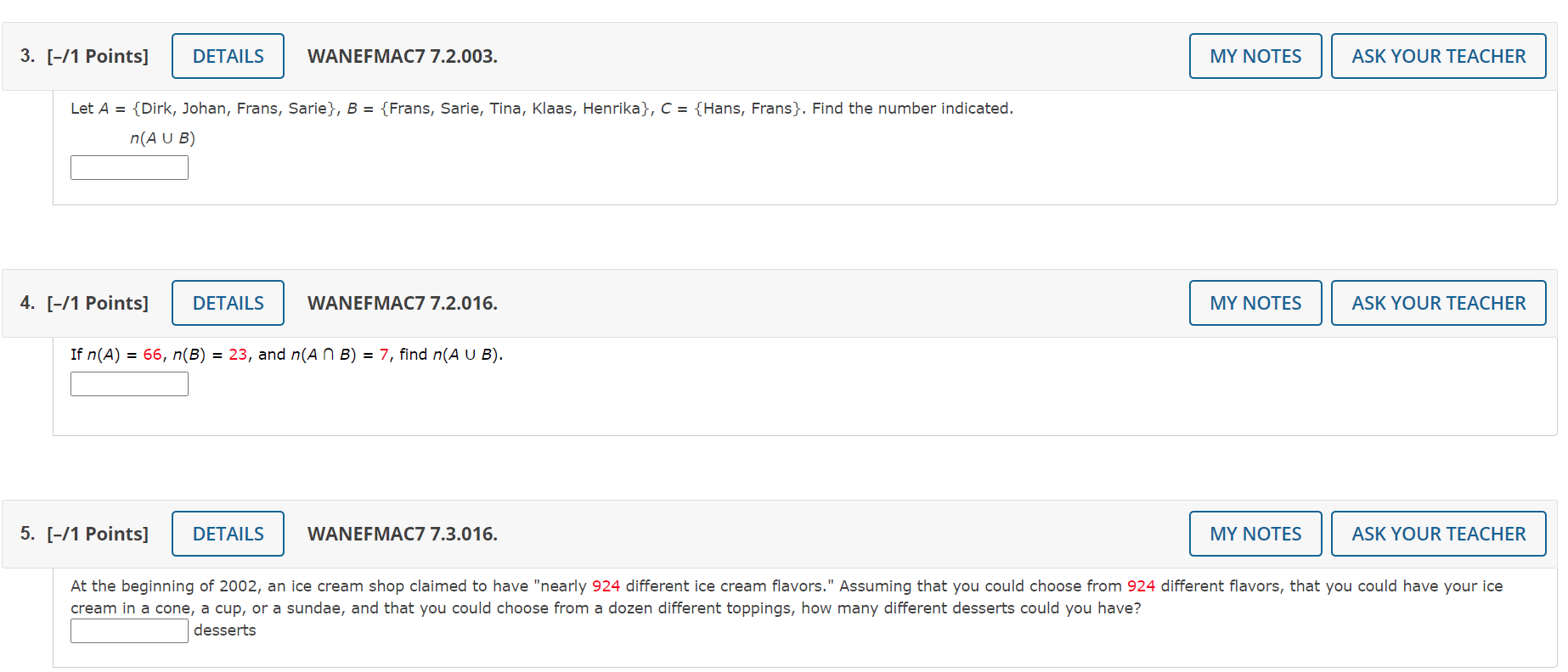 Solved 3. [-/1 Points] DETAILS WANEFMAC7 7.2.003. MY NOTES | Chegg.com